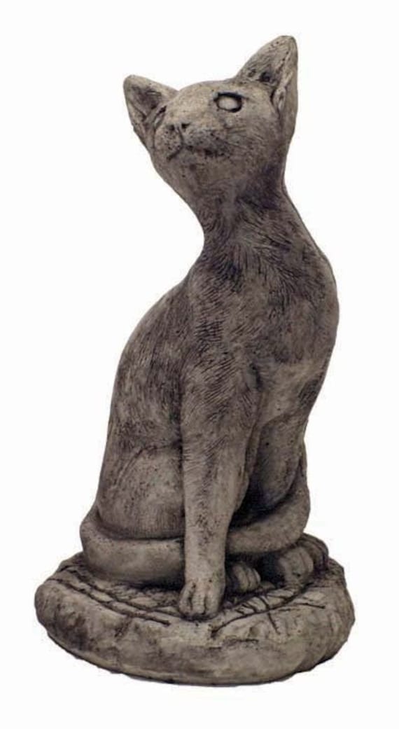 Solid Rock Stoneworks Cat Looking Up 14in Tall Preaged | Etsy