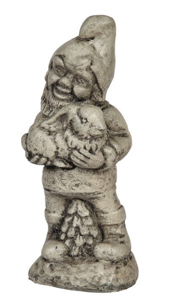 Solid Rock Stoneworks Dwarf With Rabbit 14in Tall Preaged | Etsy