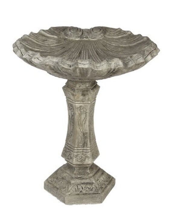 Solid Rock Stoneworks Fanciful Birdbath 26in Tall Preaged - Etsy