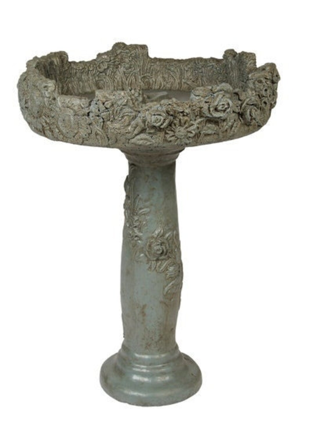 Solid Rock Stoneworks Large Floral Birdbath- 32in Tall- Cypress - Etsy