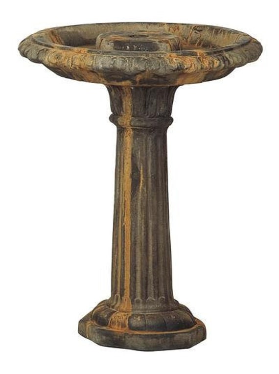 Solid Rock Stoneworks Large Column Birdbath 30in Tall Rust - Etsy