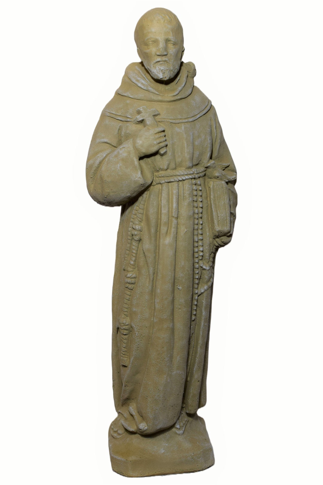 Solid Rock Stoneworks St Francis With Bird- 25in Tall- Desert Sand - Etsy