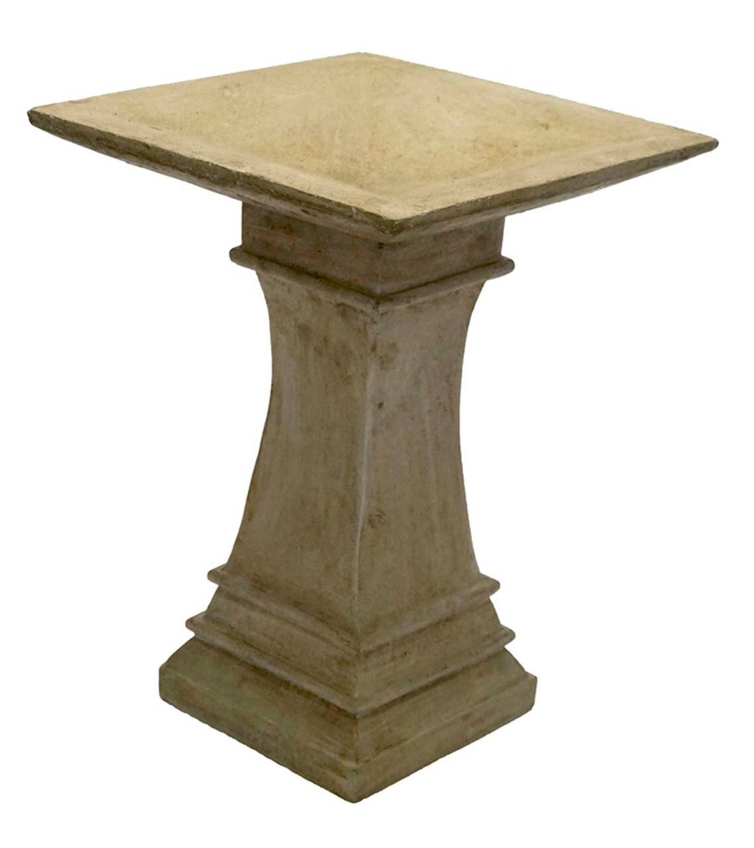 Solid Rock Stoneworks Square Pedestal Birdbath- 24" Tall- Buff - Etsy