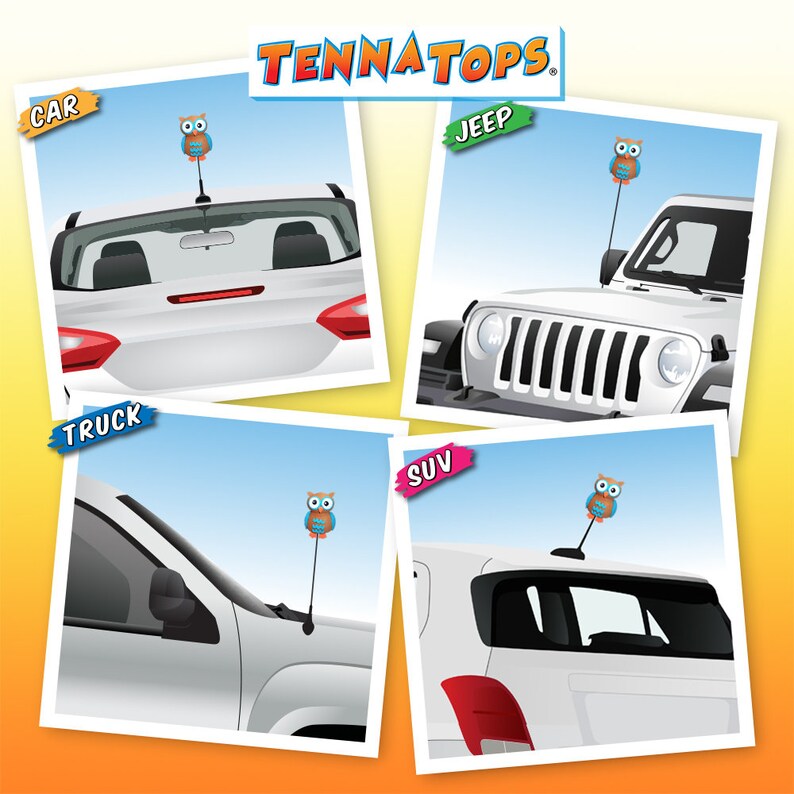 Tenna Tops Blue Owl Car Antenna Topper / Auto Mirror Dangler / - Etsy UK