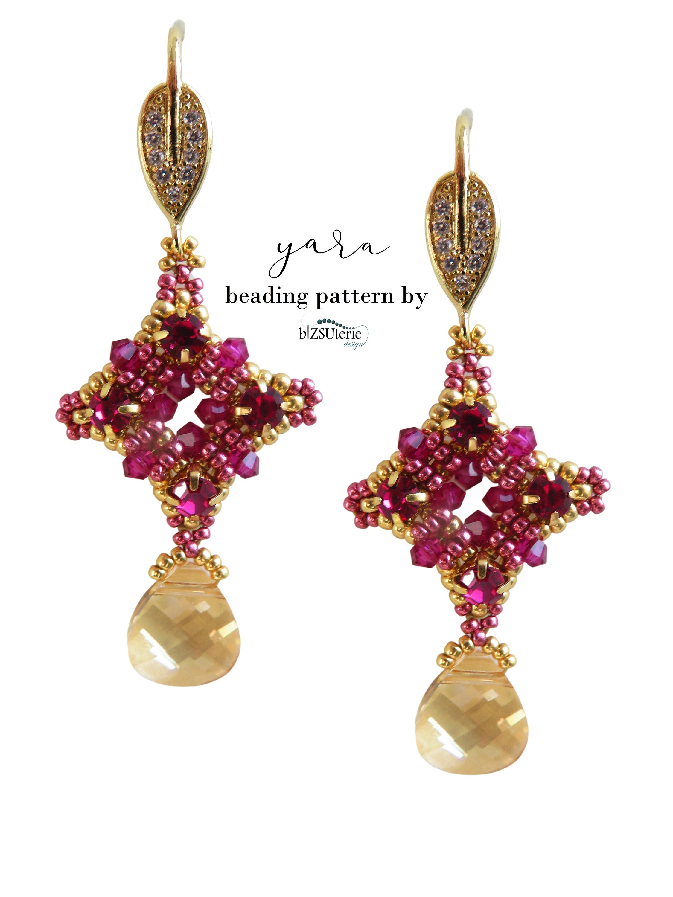 Yara Set - DIY Instant Download Beading Pattern With Chaton Montees ...