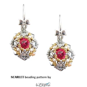 Scarlet Set - Instant Download DIY Beading Pattern / Tutorial in ENGLISH With Cabochon Beads ...