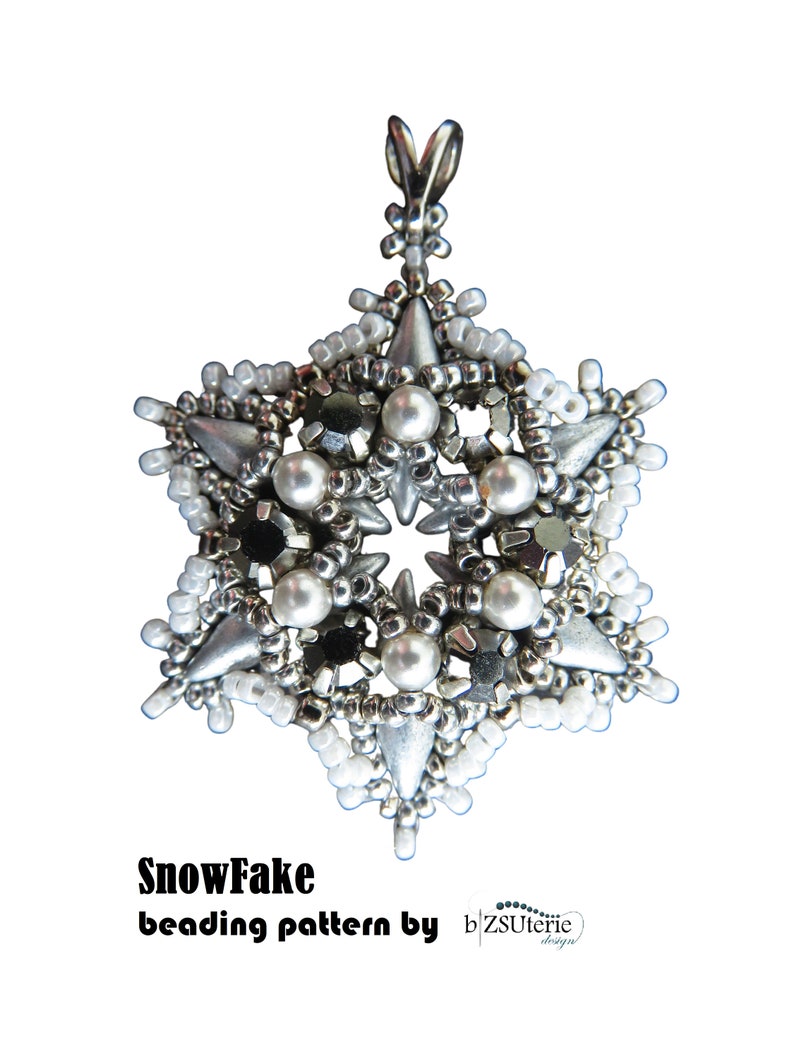 Snowfake Pendant - Instant Download DIY Beading Pattern, Tutorial With ...
