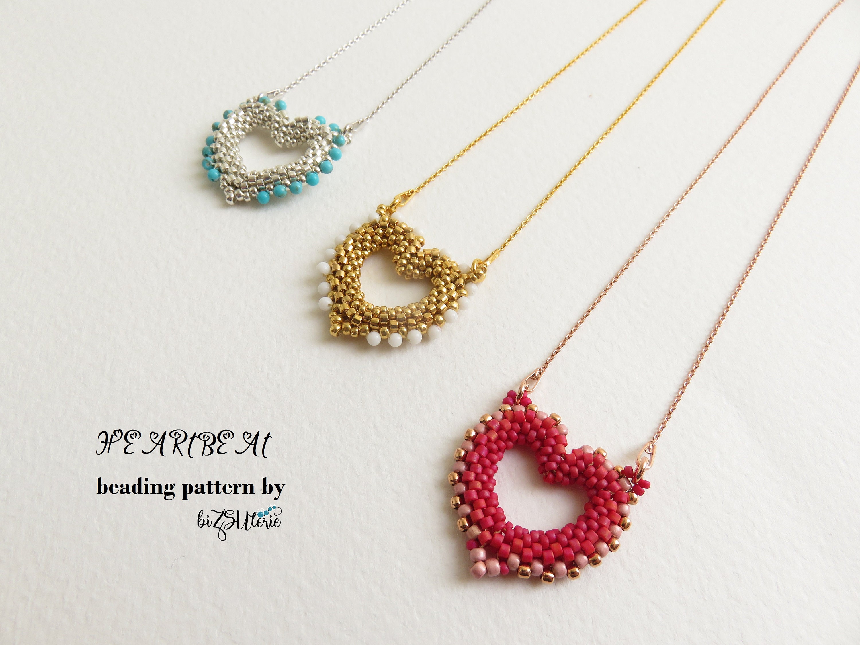 Heartbeat Pendant- Instant Download DIY Beading Pattern, Tutorial in ...