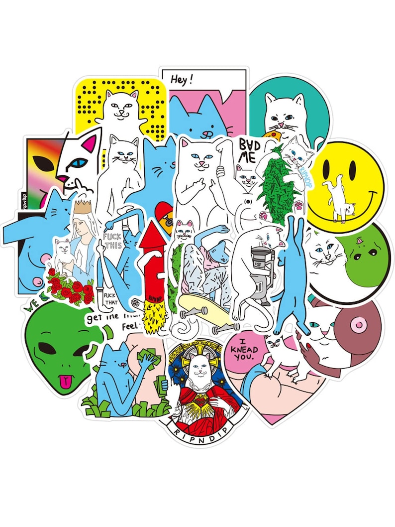 Ripndip Cat Premium Vinyl Sticker set 50pc Trendy VSCO | Etsy