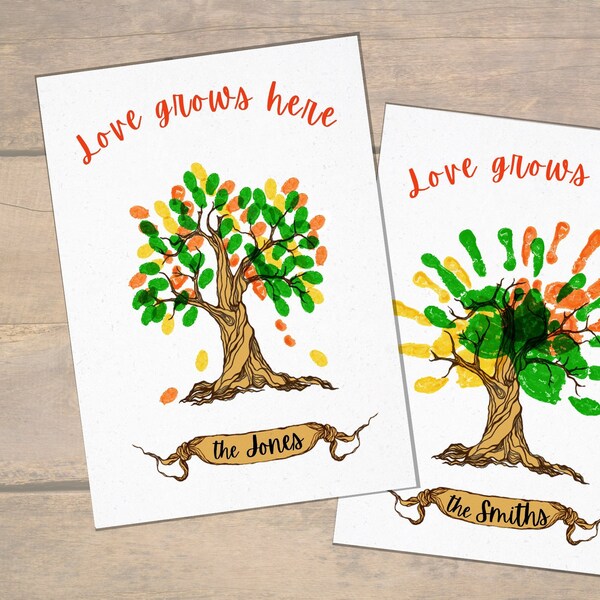 Fingerprint Tree Card - Etsy