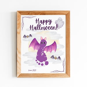 Happy Halloween Handprint Footprint Bat Art Craft / Cute - Etsy