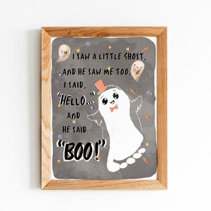 Halloween Footprint Art Craft / I Saw a Little Ghost / Halloween Poem ...