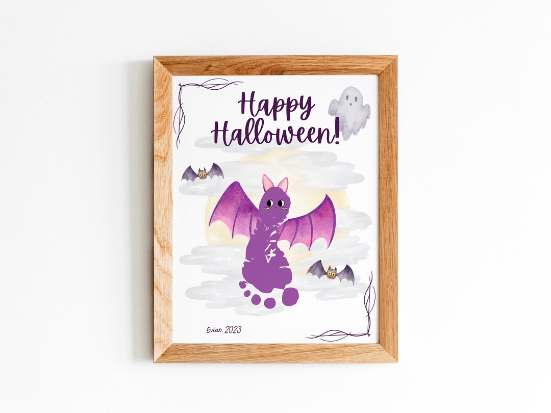 Happy Halloween Handprint Footprint Bat Art Craft / Cute - Etsy