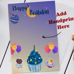 Happy Birthday Hand Print Card / Birthday Keepsake Handprint Art ...