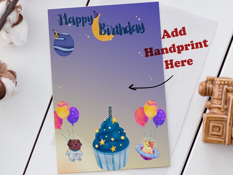 Happy Birthday Hand Print Card / Birthday Keepsake Handprint - Etsy