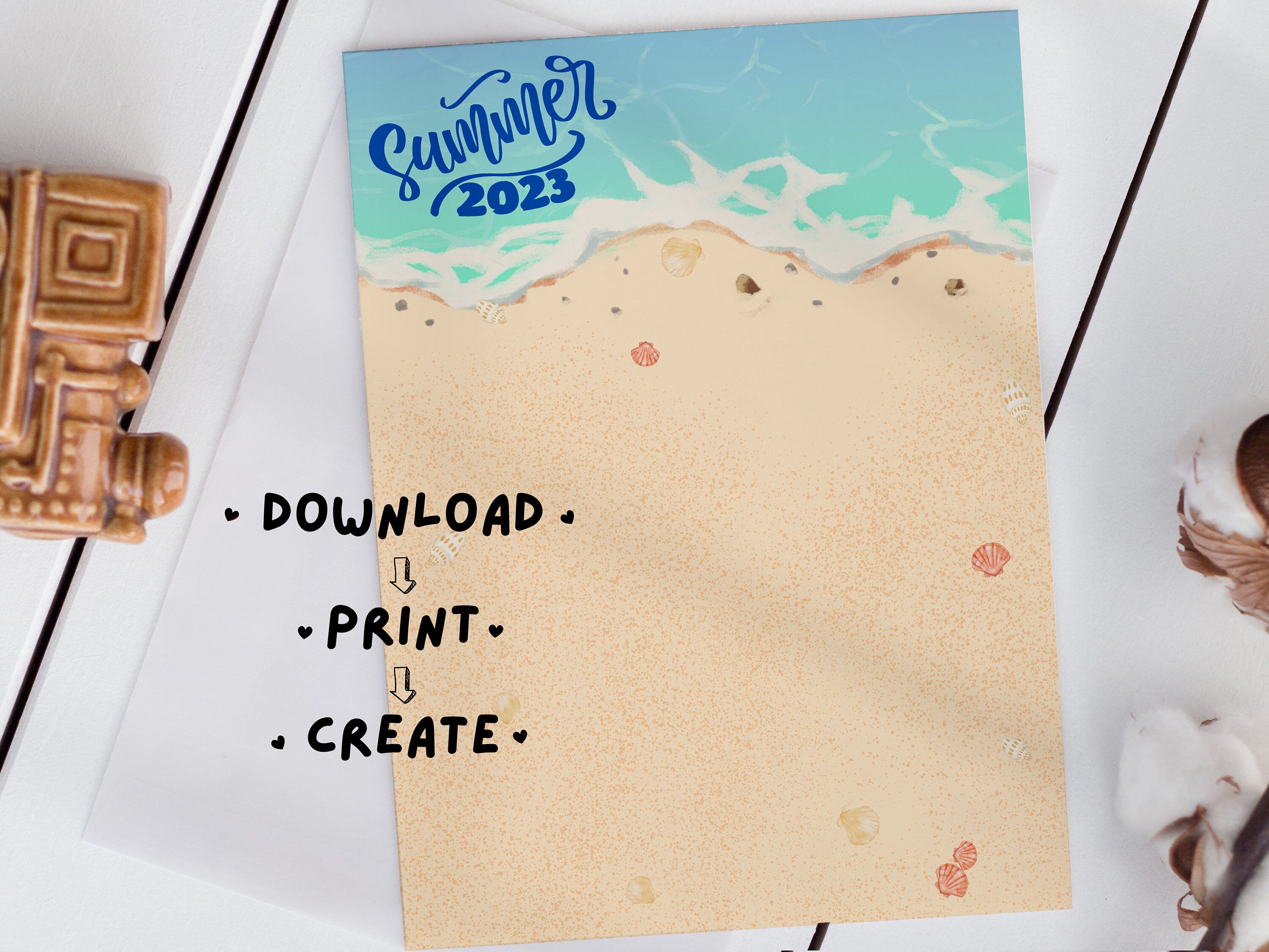 Summer Ocean Beach Footprint Template Printable Footprint - Etsy
