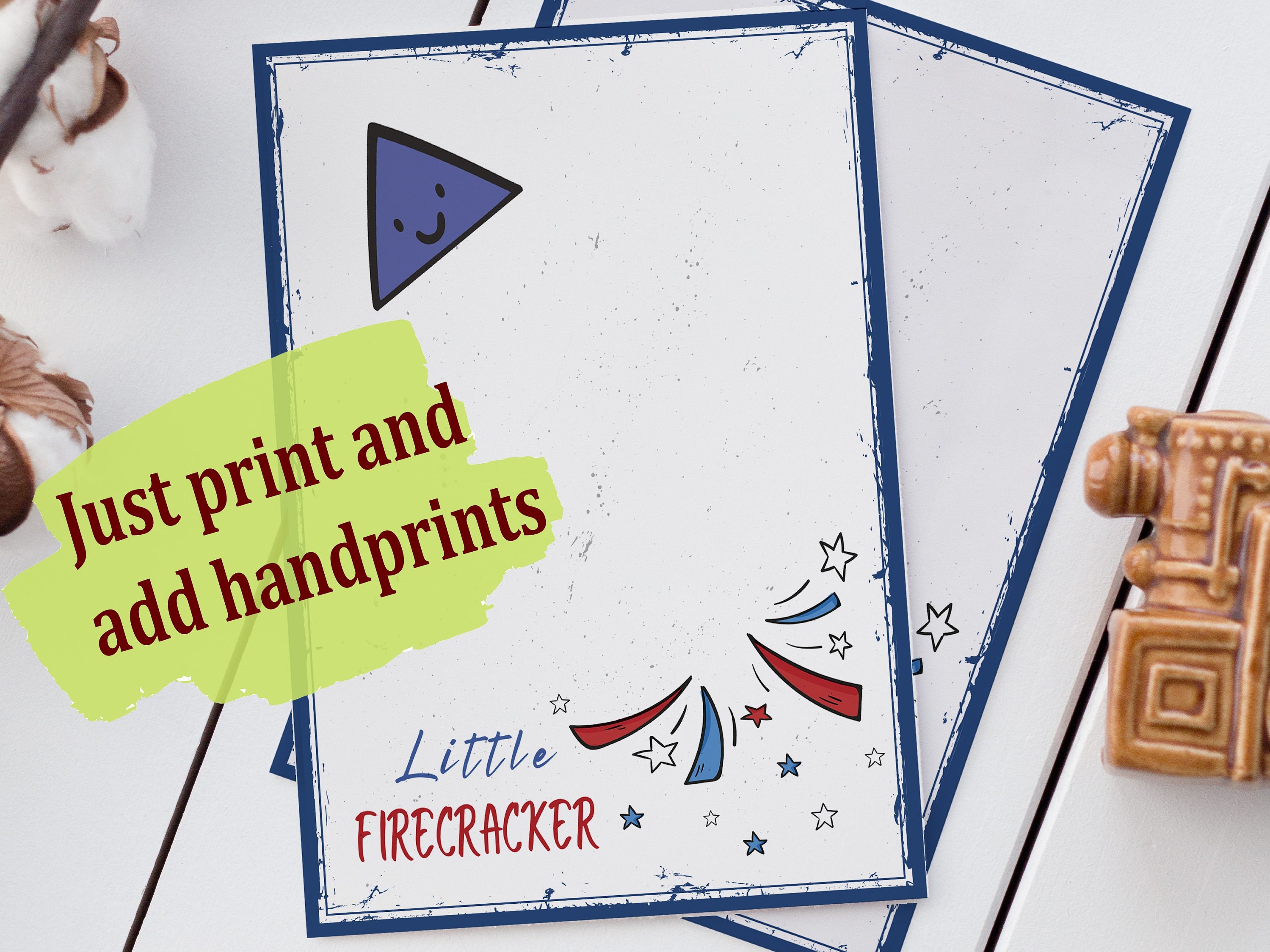 Little Firecracker Footprint Printable Craft Template 4th of - Etsy