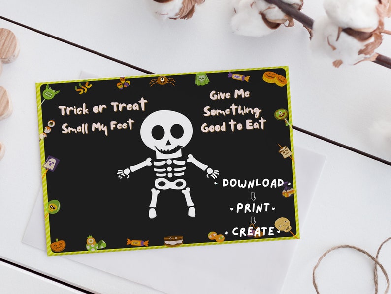 Halloween Footprint Art / Skeleton / Trick or Treat Smell My - Etsy