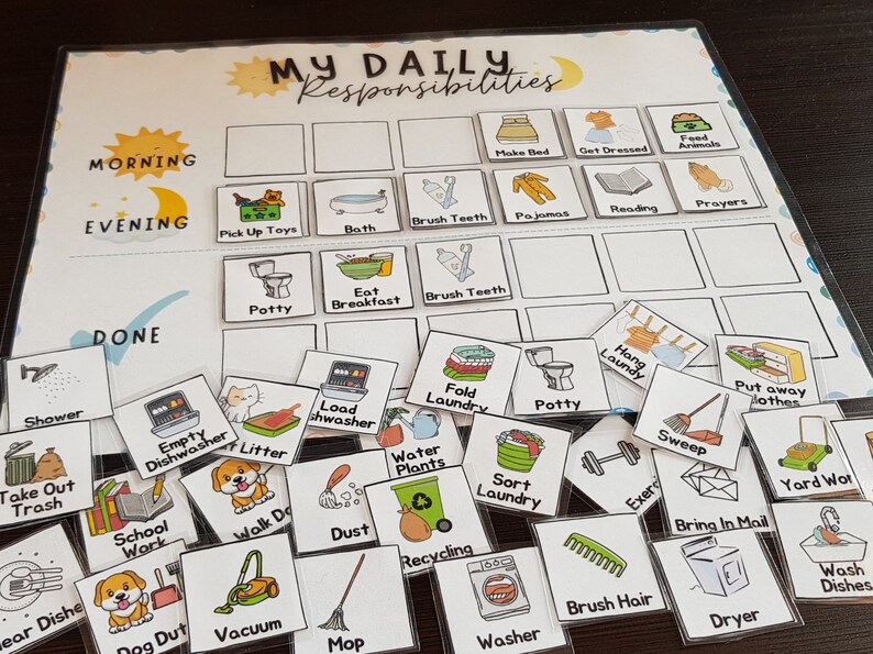 Kids Daily Responsibilities Chart Printable Daily Routine - Etsy