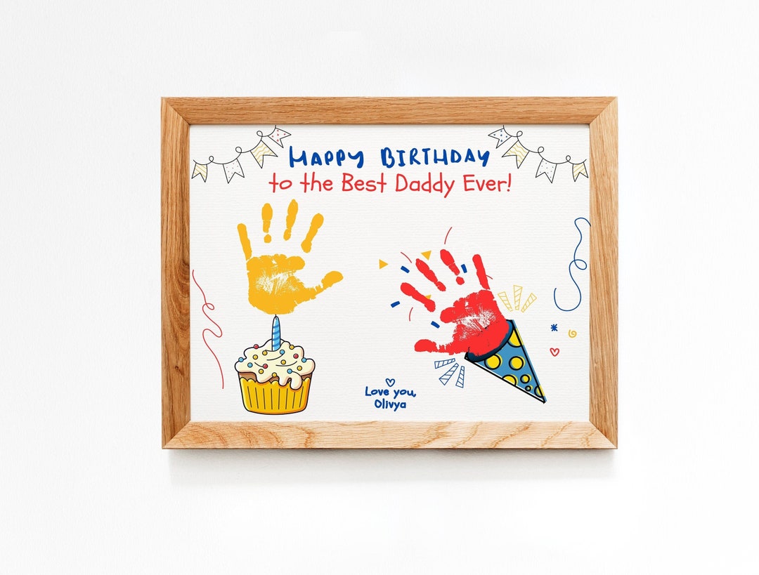 Daddy Happy Birthday Handprint Template / Birthday Card Keepsake for ...