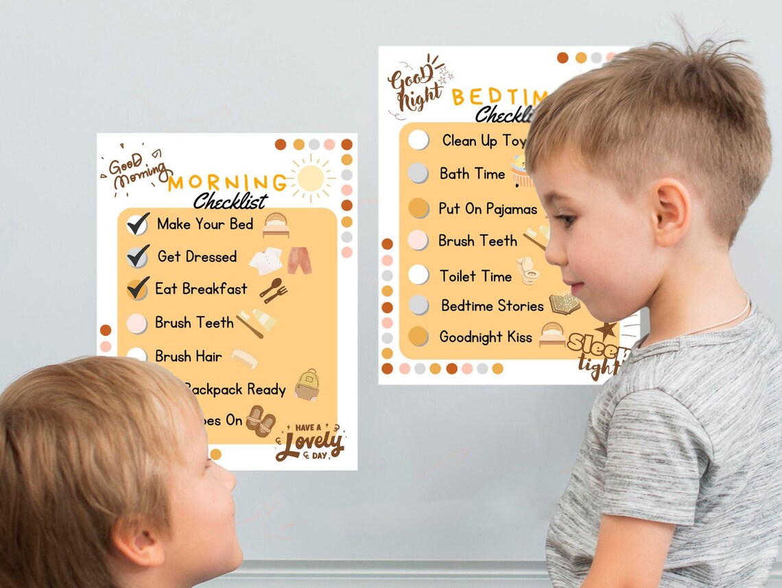 Kids Morning/bedtime Checklist Printable / Chore Chart / Kid - Etsy