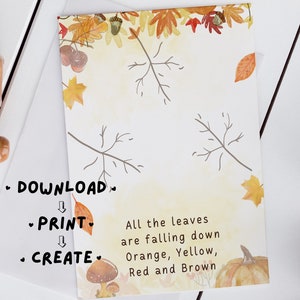 Autumn Fall Poem / Handprint Art / Leaves Leafs Season / Thanksgiving ...