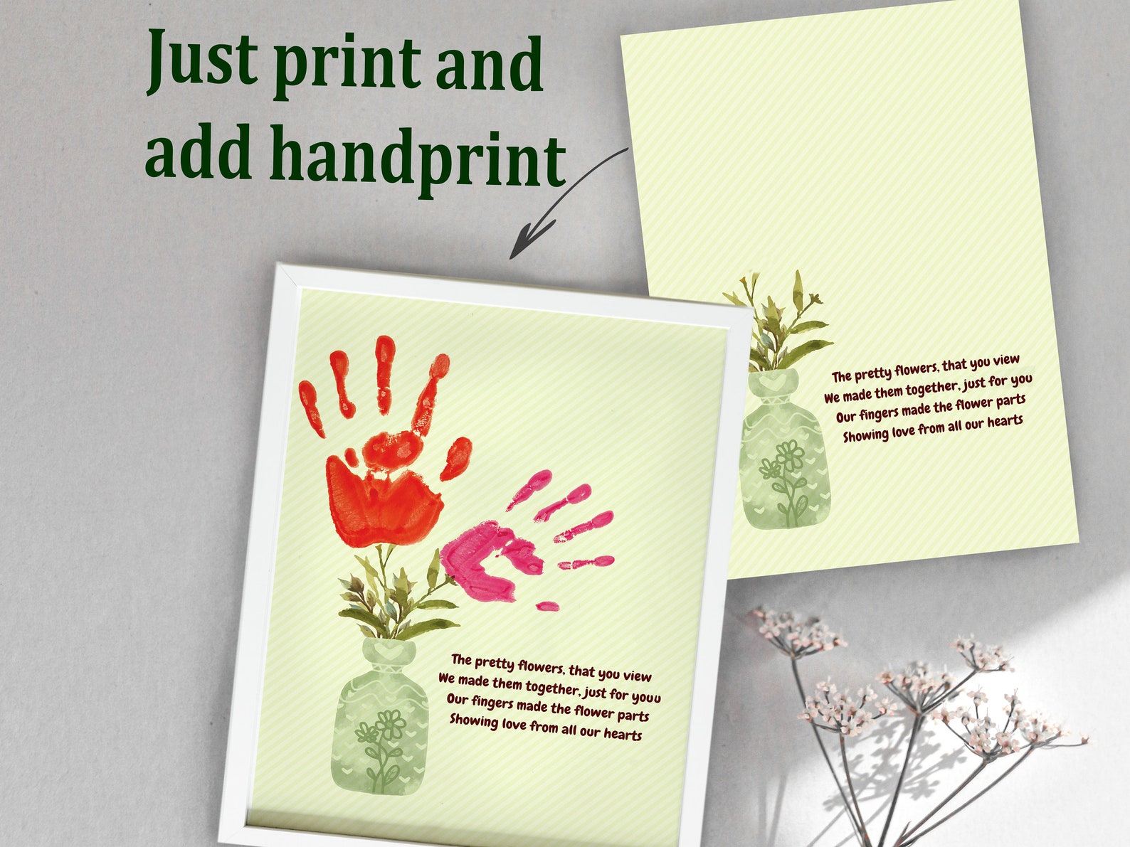 Two Flowers Poem / Hand Handprints Art / Kids Baby Toddler / - Etsy
