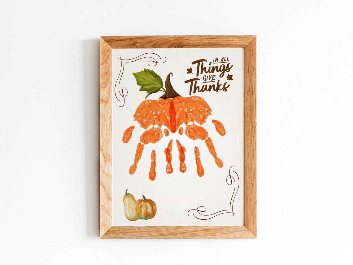 Thanksgiving Handprint Art / Pumpkin Handprint Craft / - Etsy