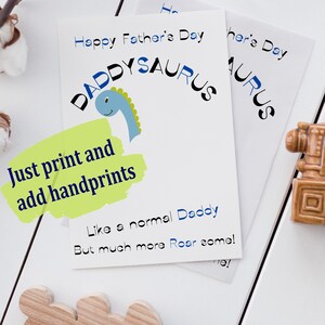 Happy Father's Day Daddysaurus / Roarsome Daddy / Handprint Art Kids ...