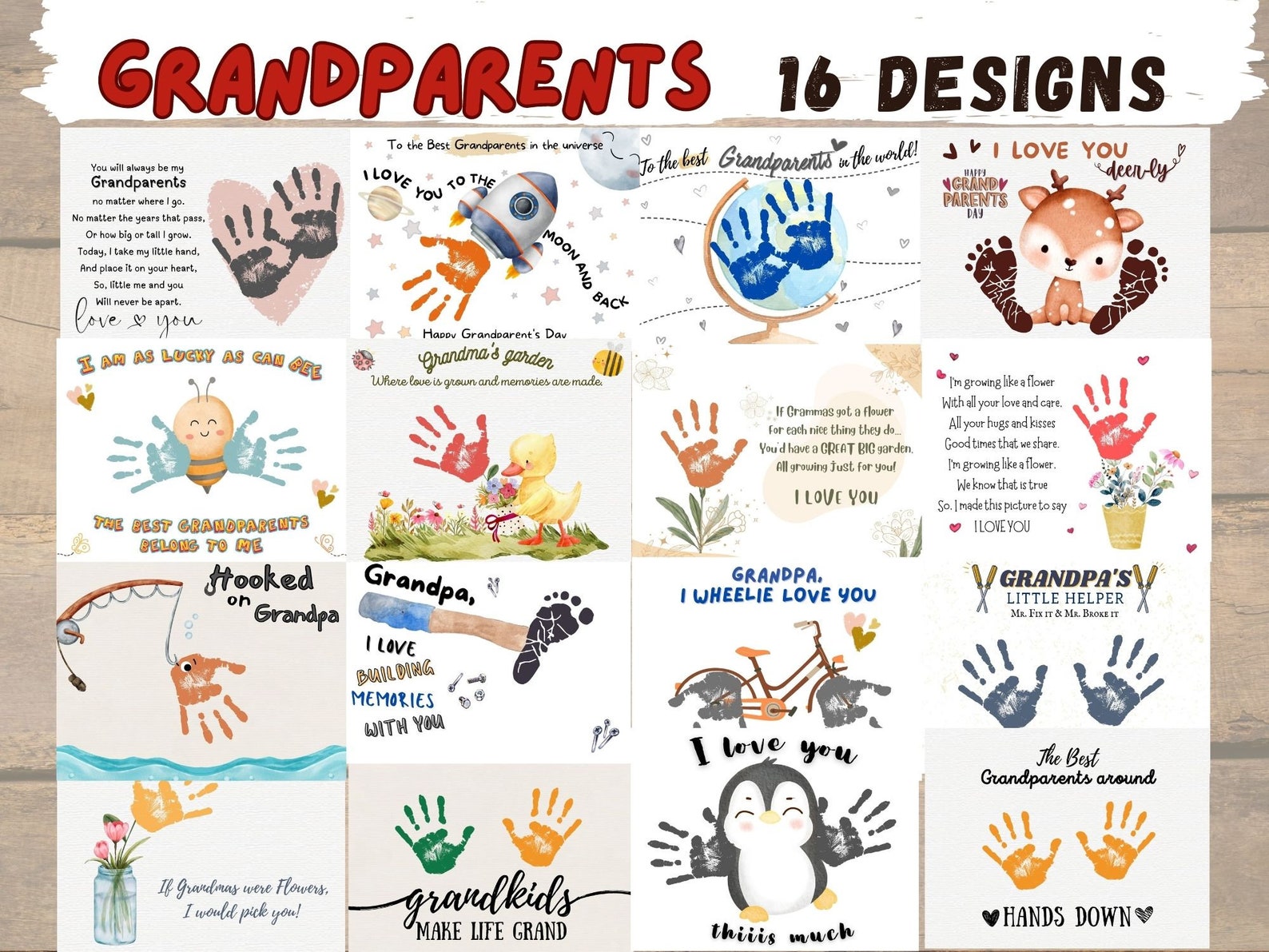 16 Design Grandparents Day Handprint Footprint Keepsake / - Etsy