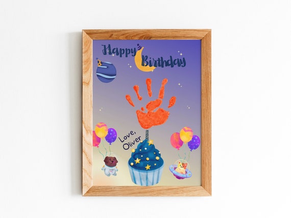 Happy Birthday Hand Print Card / Birthday Keepsake Handprint - Etsy