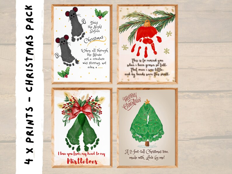 Christmas Handprint Footprint Art Craft Set of 4 / Winter - Etsy