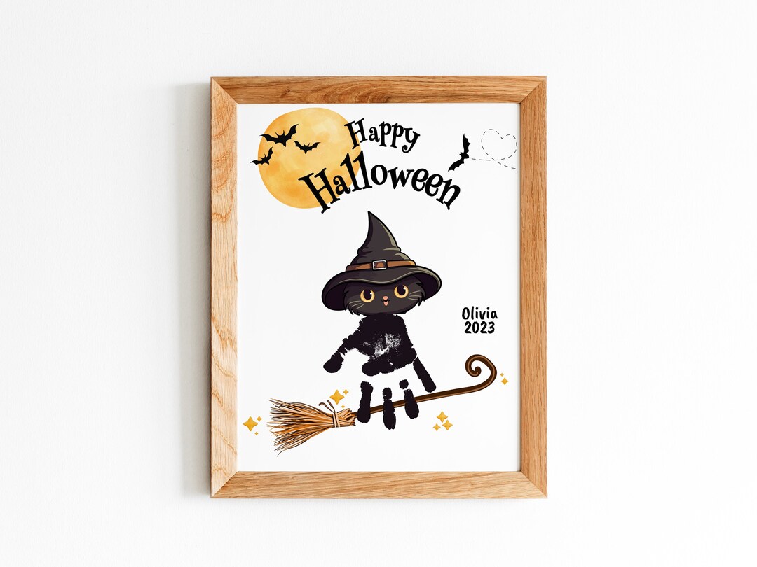 Halloween Black Cat Handprint or Footprint Art / Preschool Activity ...