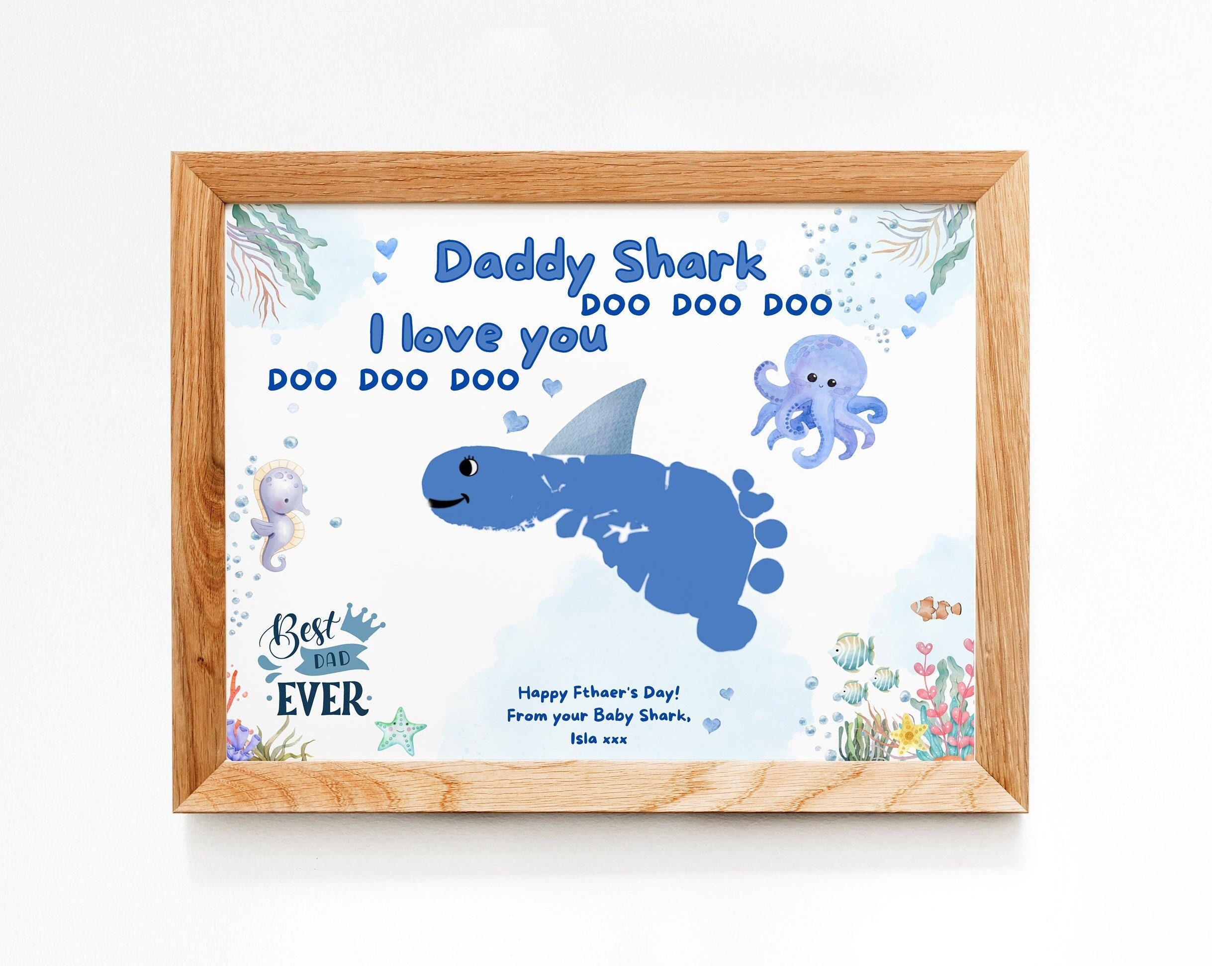 Daddy Shark Footprint Handprint Art Craft Dad Father's - Etsy