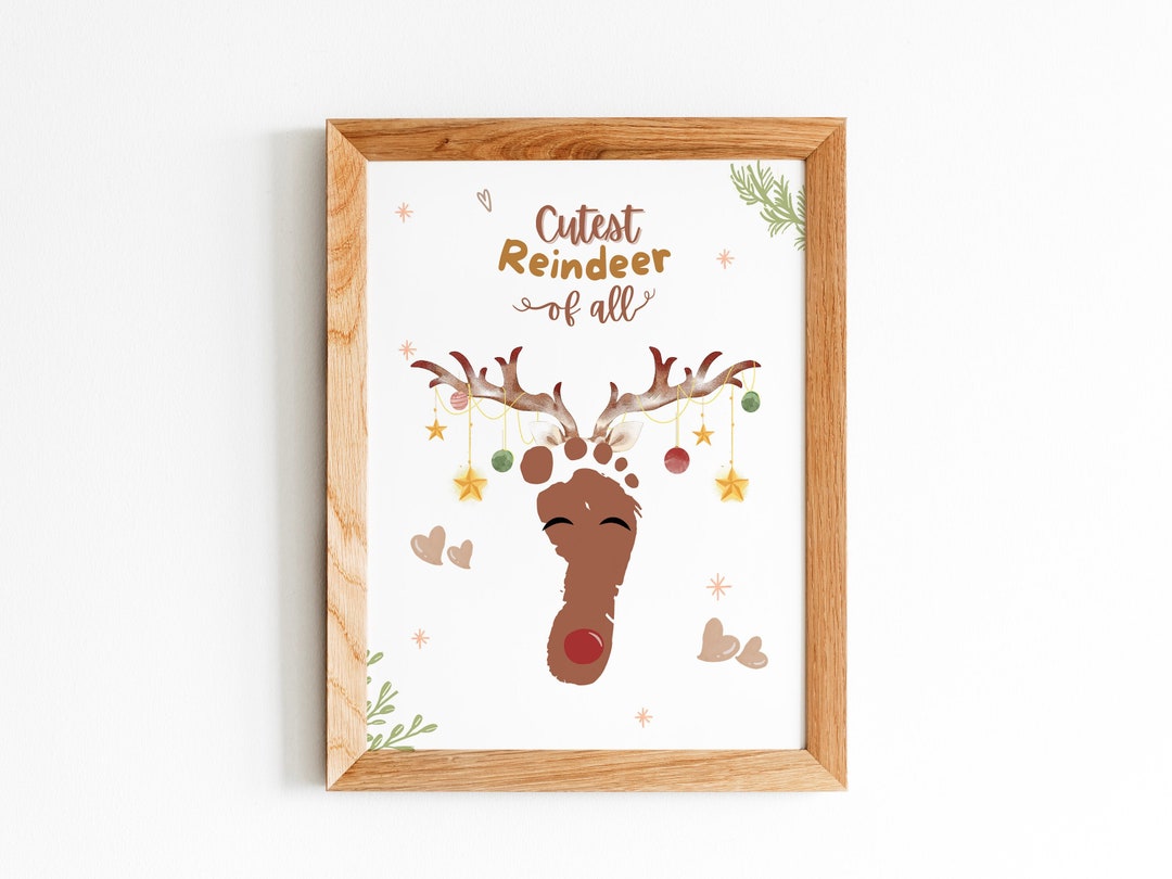 Christmas Footprint Reindeer / Xmas Handprint Footprint Art - Etsy