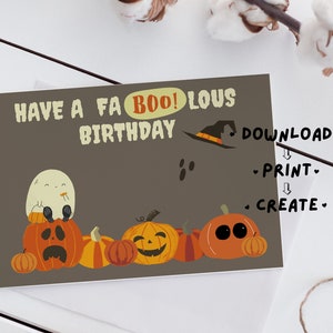 Have a Fa-boo-lous Birthday / Halloween Handprint Card / Spooky Season ...