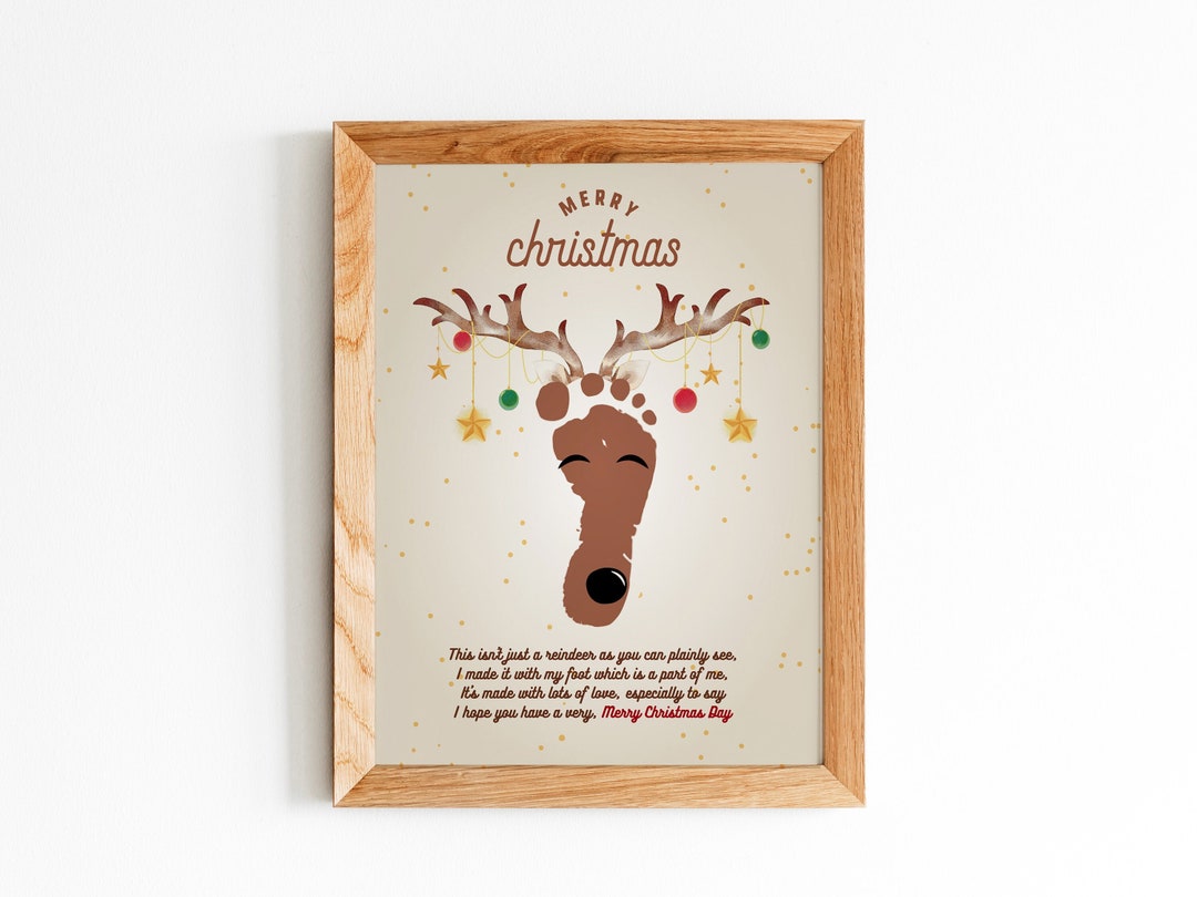 Reindeer Footprint Poem / Christmas Art Template / Baby Kids - Etsy