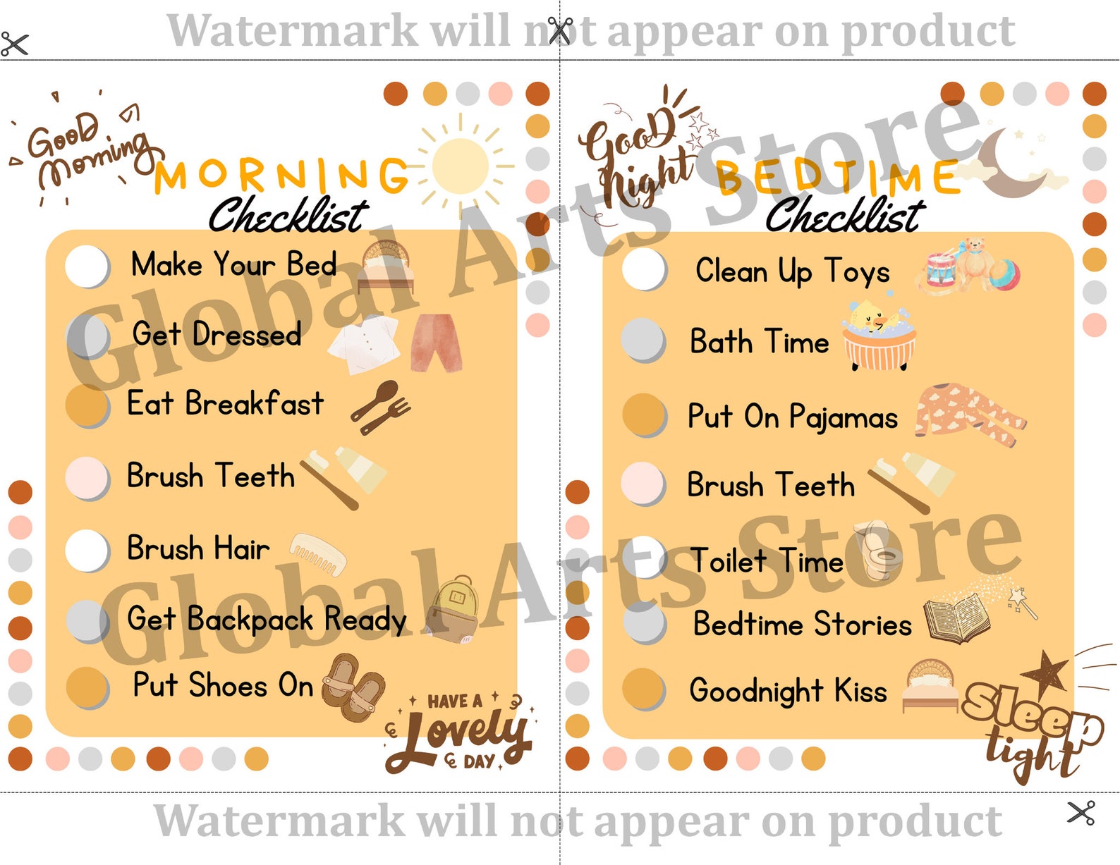 Kids Morning/bedtime Checklist Printable / Chore Chart / Kid - Etsy