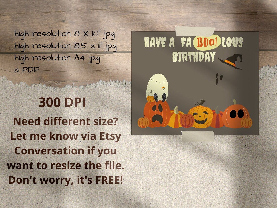 Have a Fa-boo-lous Birthday / Halloween Handprint Card / - Etsy