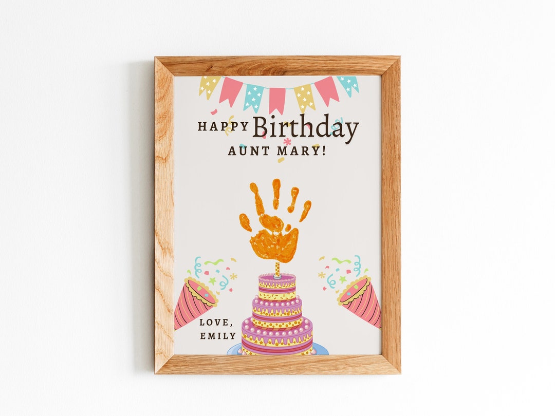 PERSONALIZED Happy Birthday Handprint Card / Birthday Keepsake for Aunt ...
