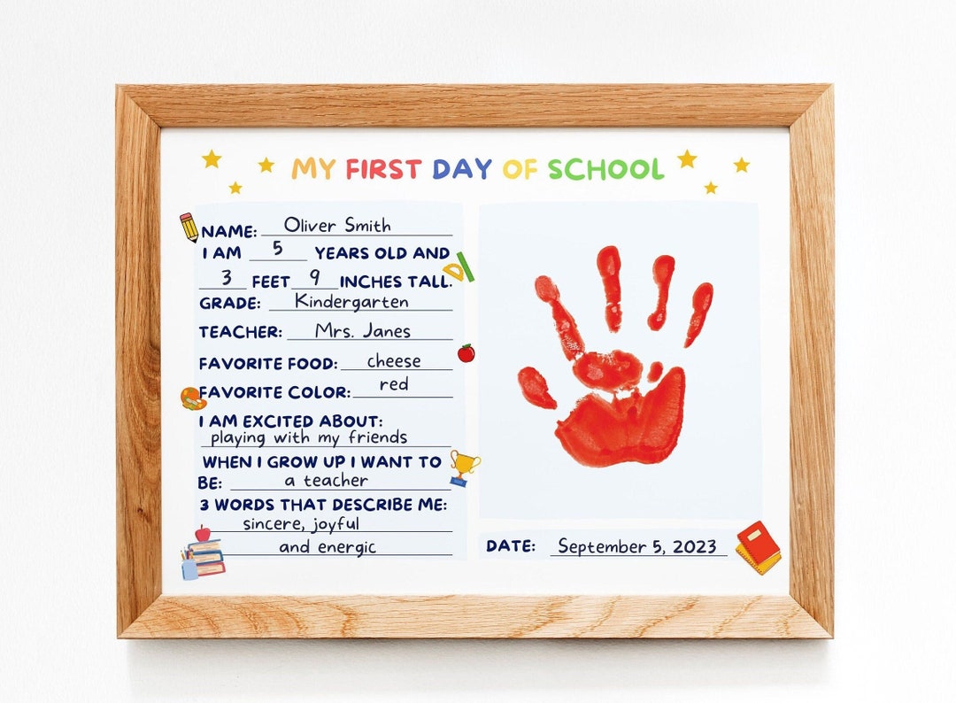 Back to School Handprint Art / All About Me Questionnaire / First Day ...