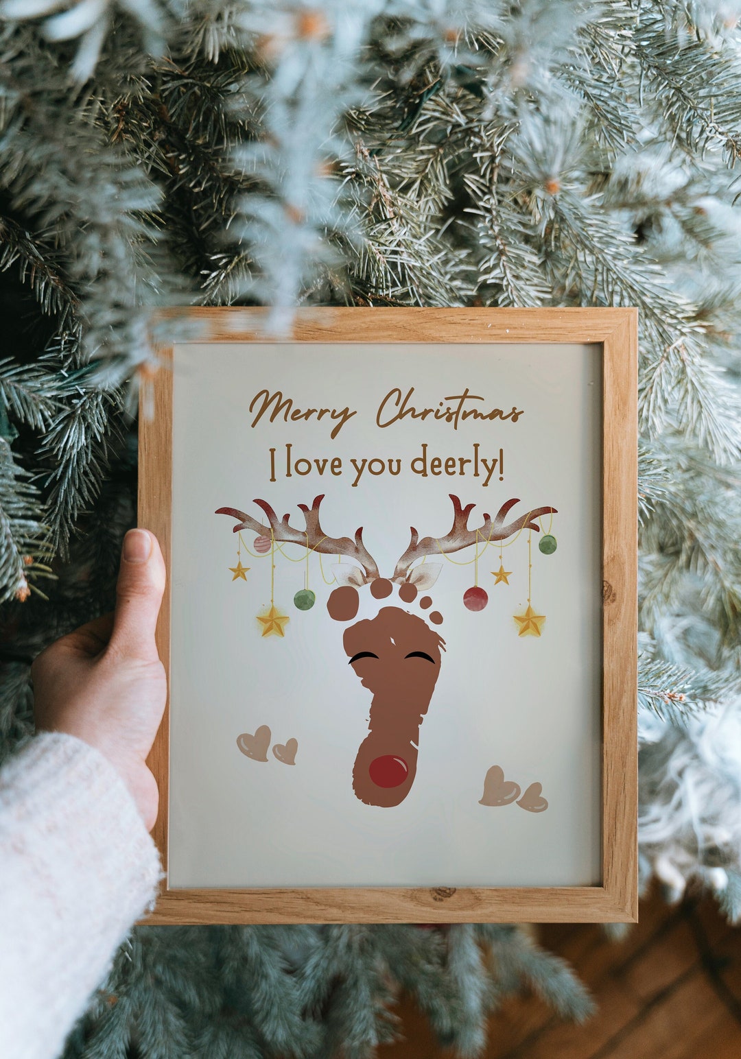Christmas Footprint Reindeer / Xmas Handprint Footprint Art Craft ...