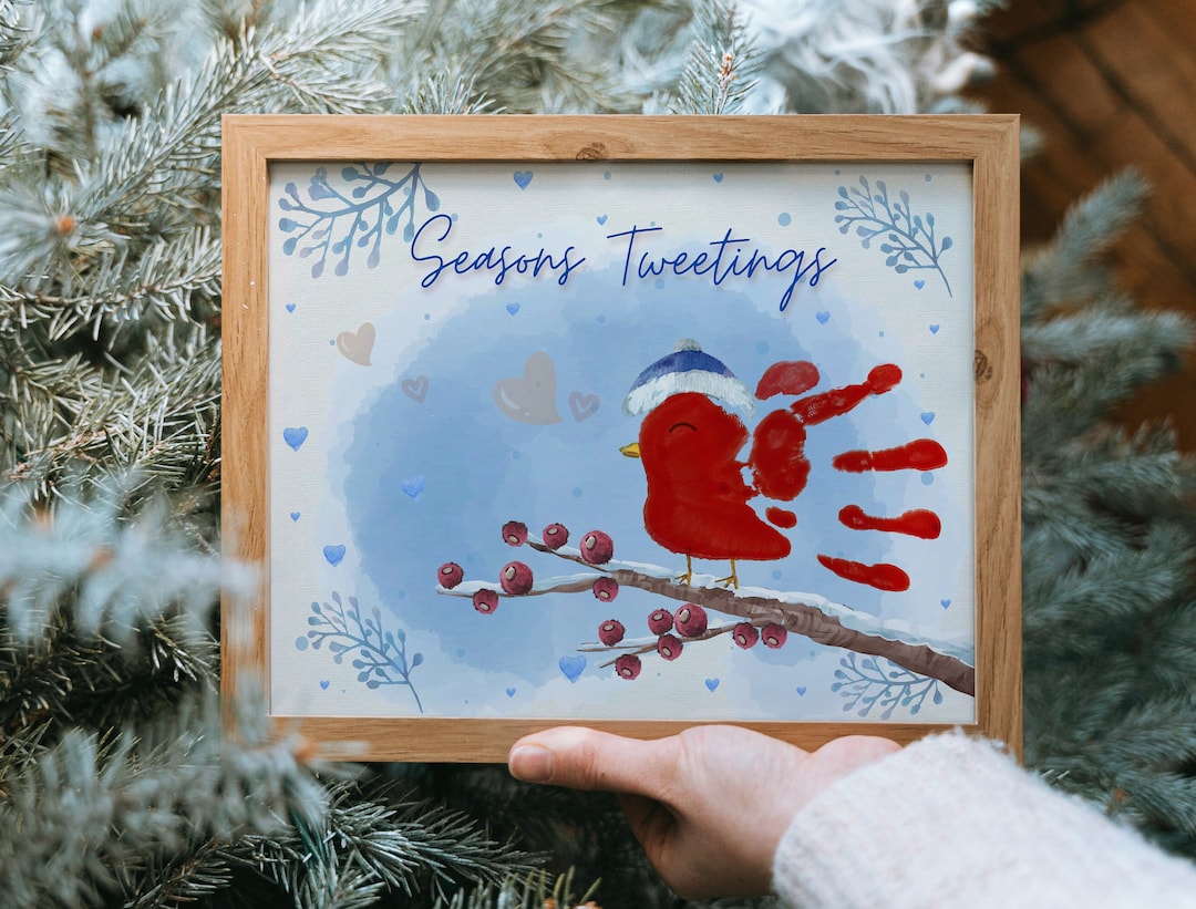 Seasons Tweetings / Christmas Robin Cardinal Bird / Xmas Handprint Art ...