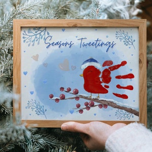 Seasons Tweetings / Christmas Robin Cardinal Bird / Xmas Handprint Art ...