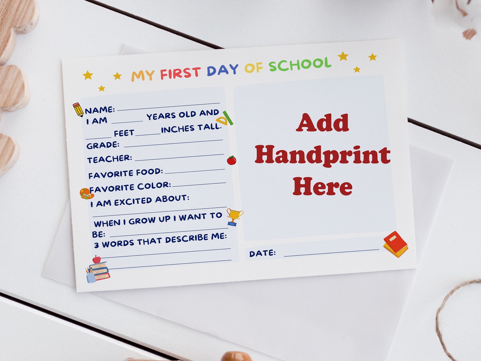 Back to School Handprint Art All About Me Questionnaire - Etsy