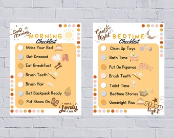Kids Morning/bedtime Checklist Printable Chore Chart Kid Routine Chart ...
