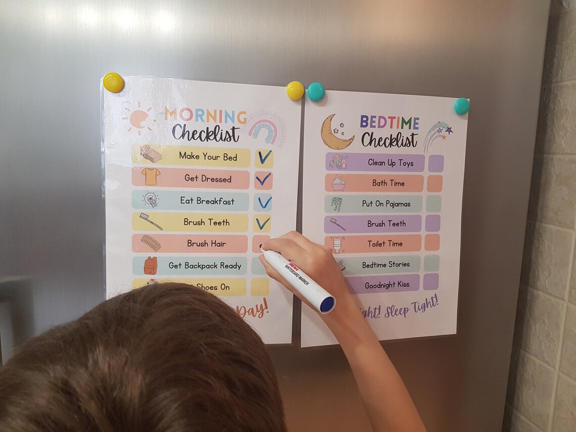 Kids Morning/bedtime Checklist Printable Chore Chart Kid - Etsy