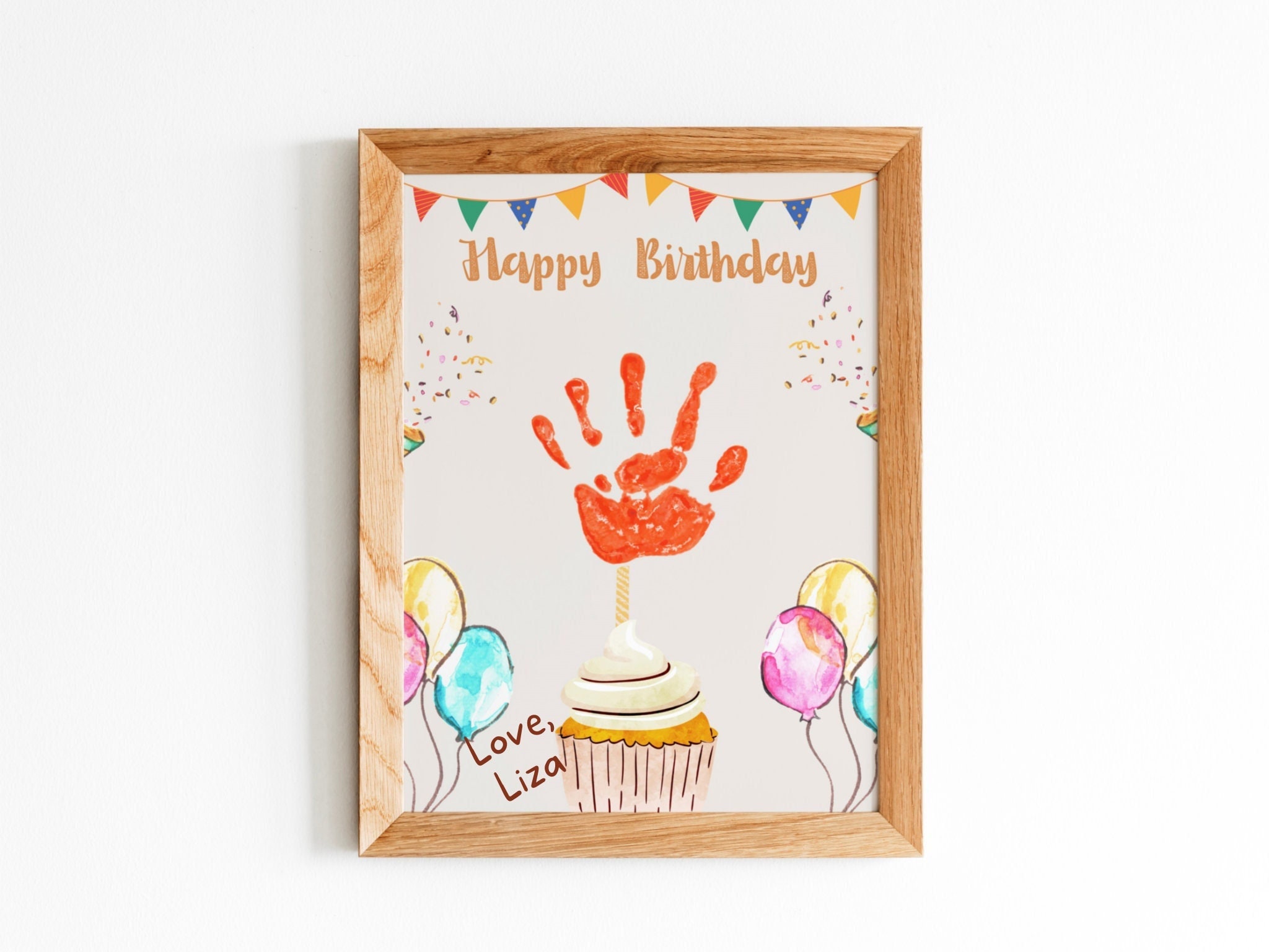 Happy Birthday Hand Print Card / Birthday Keepsake / Birthday - Etsy