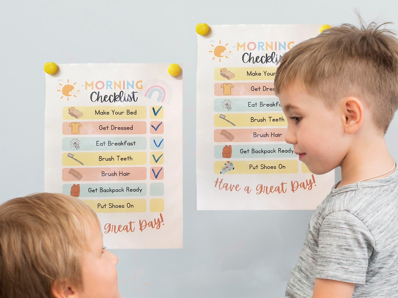 Kids Morning/bedtime Checklist Printable Chore Chart Kid - Etsy