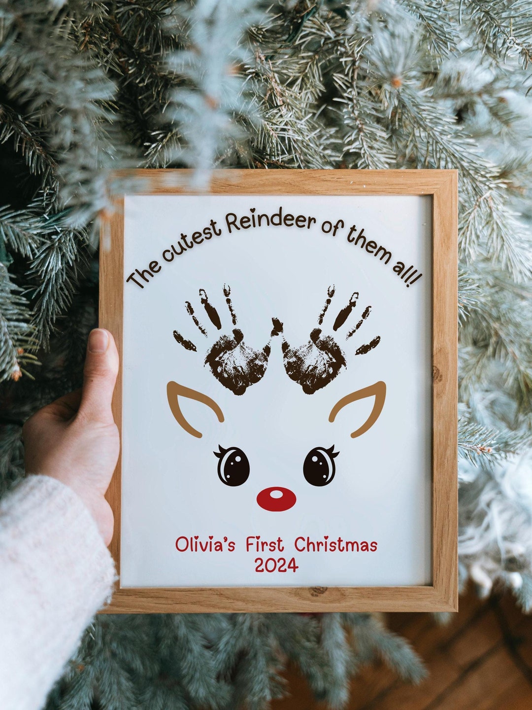 Reindeer Handprint Art/ Babys First Christmas / Personalized Christmas ...